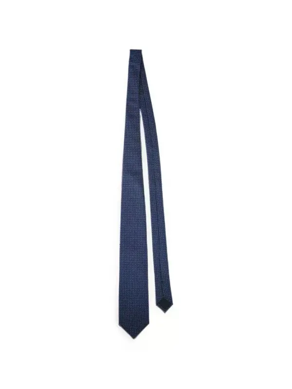 Corneliani Geometric Print Silk Neck Tie - Blue