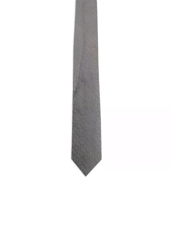 Giorgio Armani Silk Jacquard Logo Tie - Grey