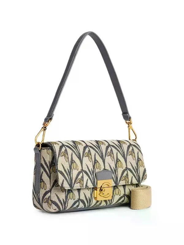 COCCINELLE Medium C-me Lock Floral-jacquard Leather-trim Tote Bag - Neutrals