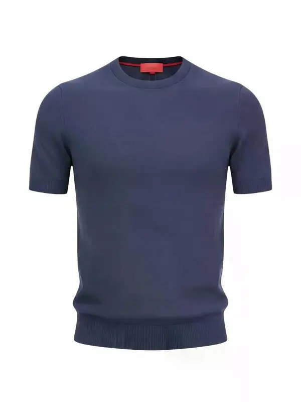 Isaia Short-sleeved Crew-neck Knitted T-shirt - Blue