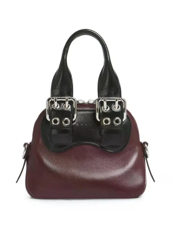 Marni Burgundy And Black Leather Mini Belte Bag - Red