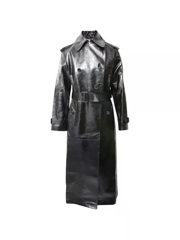 MARIO VALENTINO VINTAGE Double-breasted Belted Trench Coat - Black
