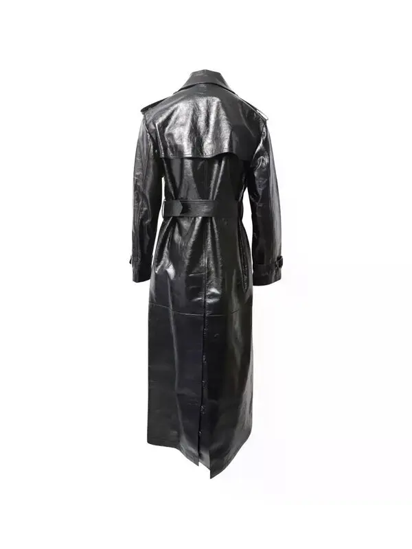 MARIO VALENTINO VINTAGE Double-breasted Leather Trench Coat