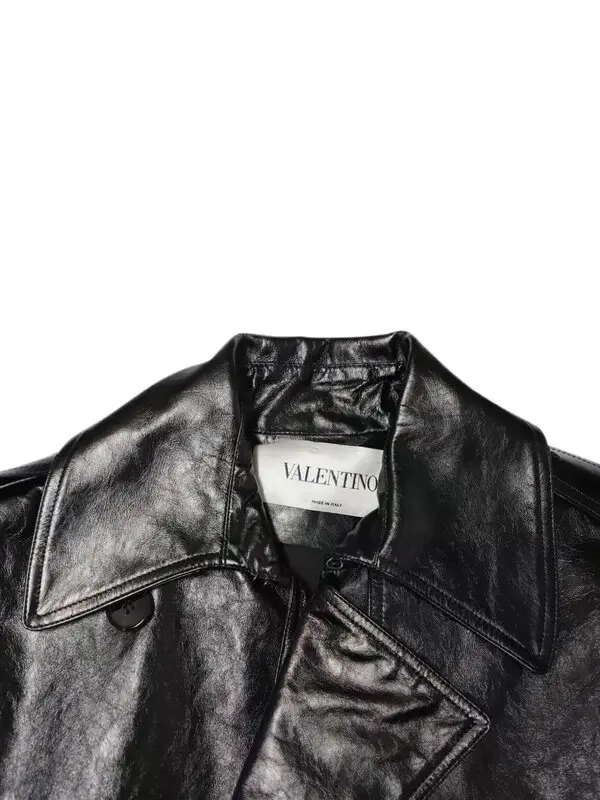 MARIO VALENTINO VINTAGE Double-breasted Leather Trench Coat
