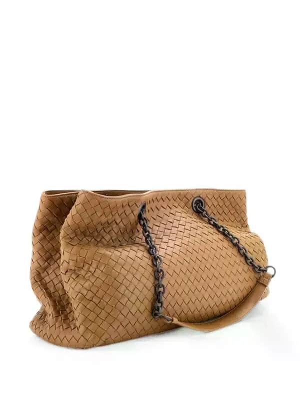 Bottega Veneta Double Chain Tote Intrecciato Nappa Large Shoulder Bag - Neutrals