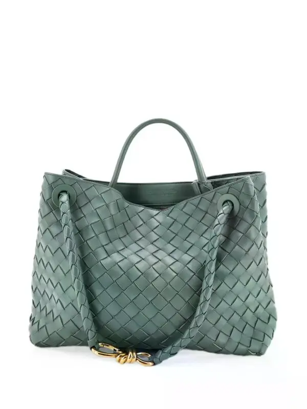 Bottega Veneta Andiamo Top Handle Bag Intrecciato Nappa Small Satchel - Green