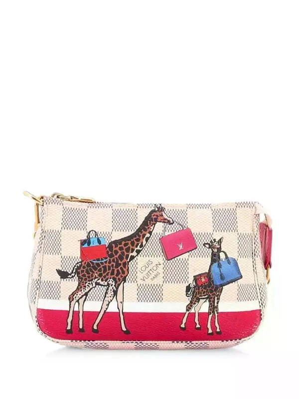 LOUIS VUITTON Pochette Accessoires Limited Edition Damier Mini Clutch Bag - White