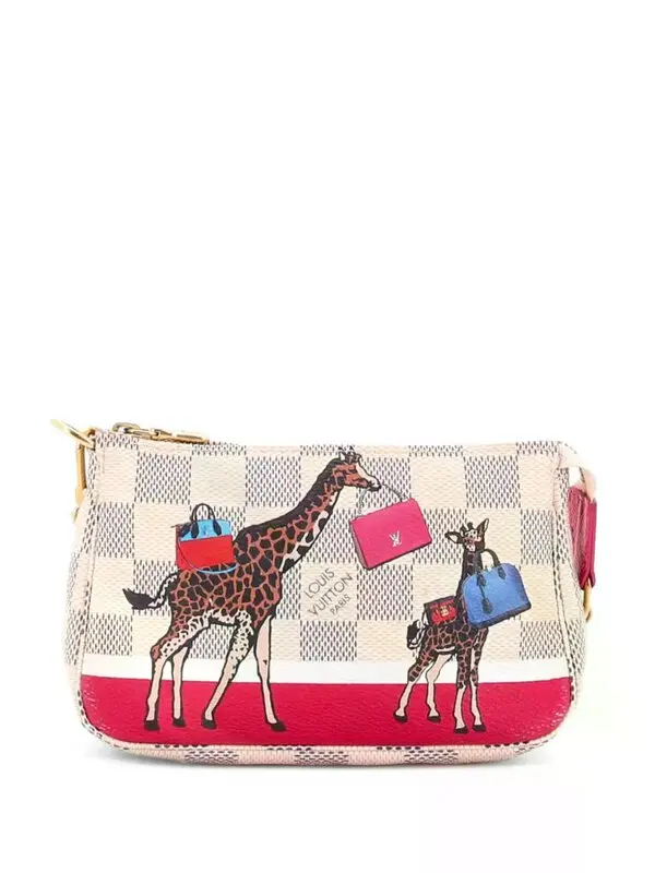 LOUIS VUITTON Pochette Accessoires Limited Edition Damier Mini Clutch Bag - White