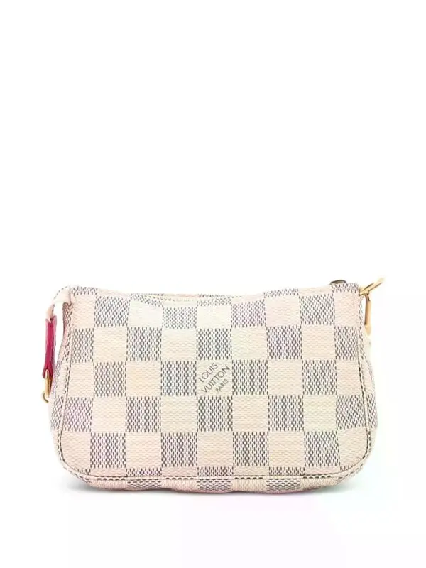 LOUIS VUITTON Pochette Accessoires Limited Edition Damier Mini Clutch Bag - White