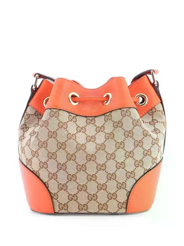 Gucci Classic Gg Canvas With Leather Small Bucket Bag