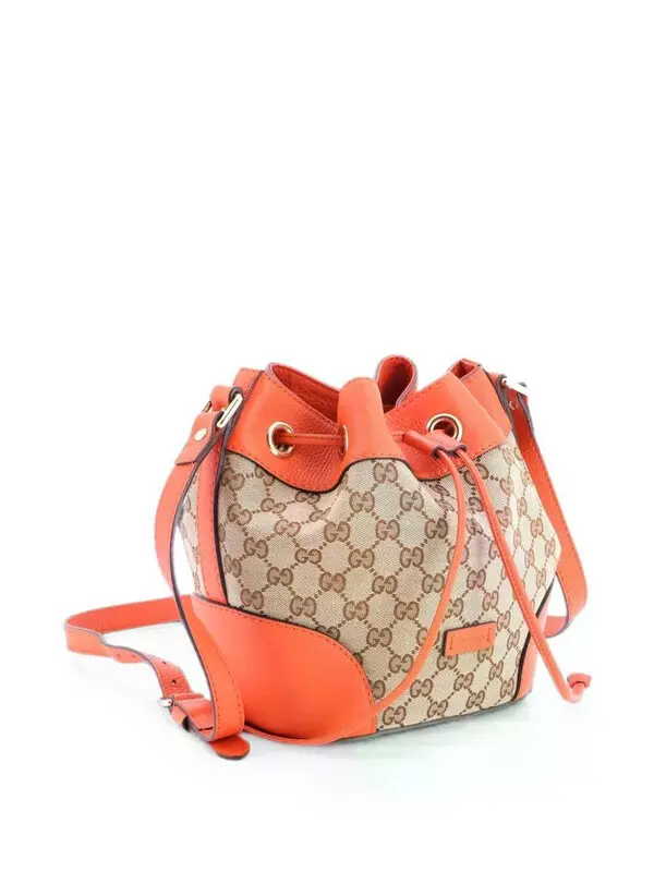 Gucci Classic Gg Canvas With Leather Small Bucket Bag