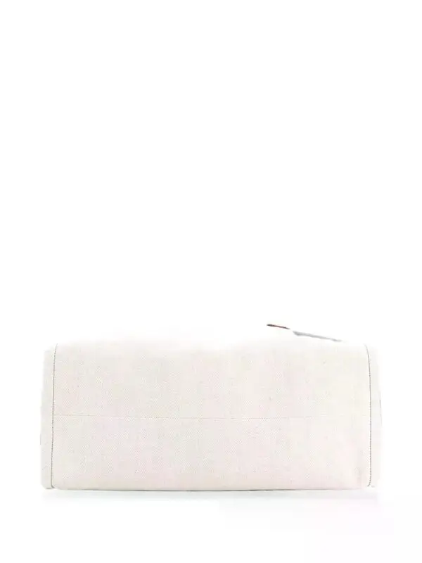 Prada Logo Linen Blend Large Tote Bag