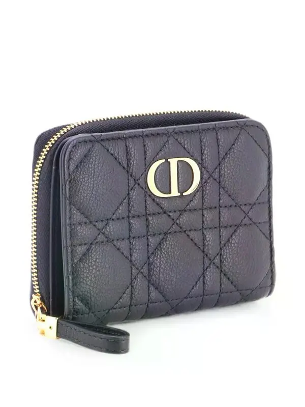 Dior Caro Dahlia Wallet Cannage Calfskin Small Wallets - Black