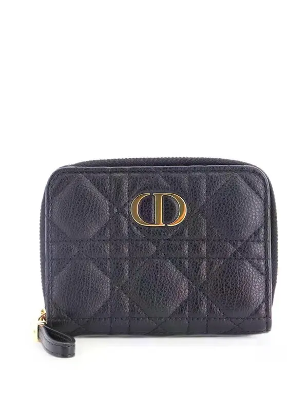 Dior Caro Dahlia Wallet Cannage Calfskin Small Wallets - Black