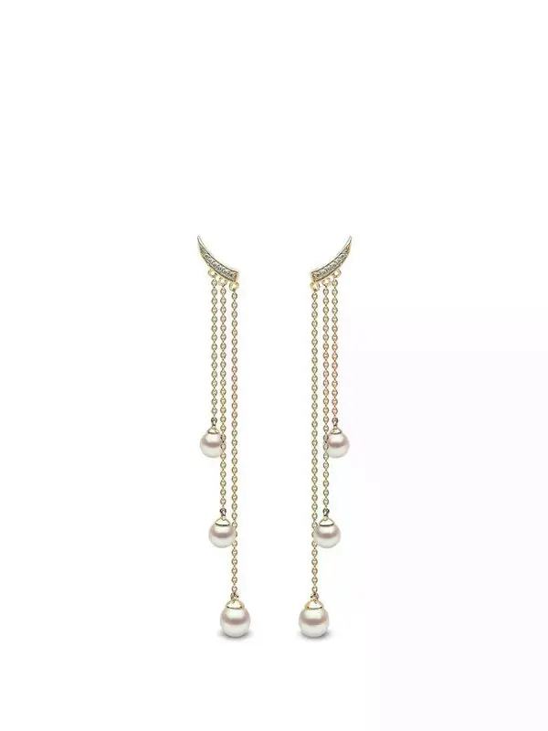 Yoko London Freshwater Pearl And Diamond Apex Earrings - Gold