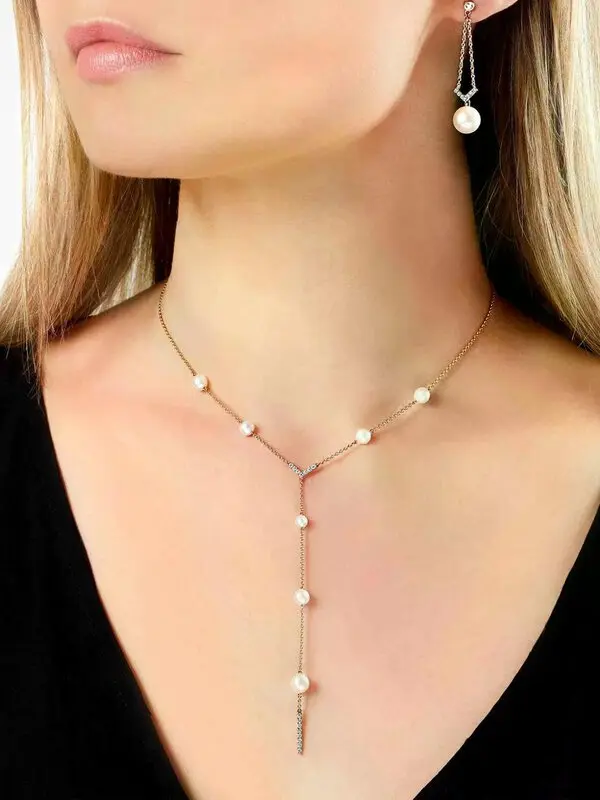 Yoko London 18k Rose Gold Freshwater Pearl And Diamond Necklace - Pink