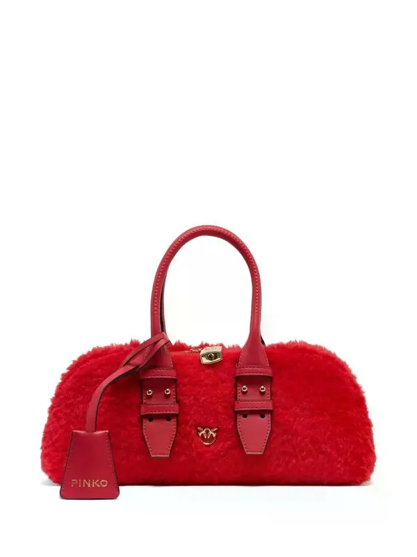 Pinko Love Birds Faux-shearling Tote Bag - Red