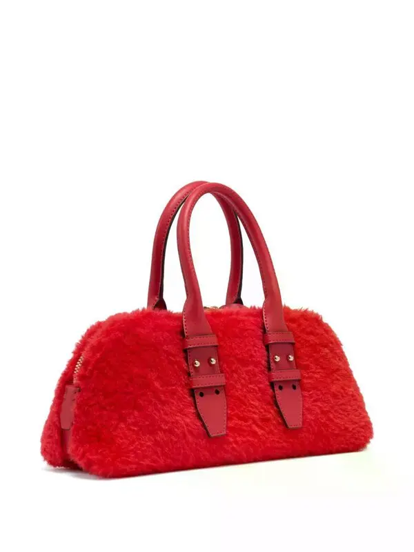 Pinko Faux-shearling Tote Bag With Love Birds Detail