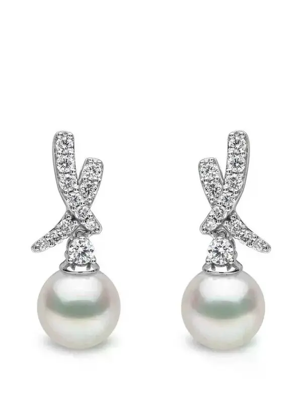 Yoko London Akoya Pearl And Diamond Earrings - Silver