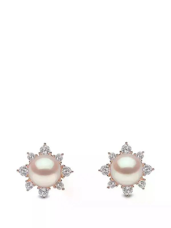 Yoko London Freshwater Pearl And Diamond Star Earrings - Pink