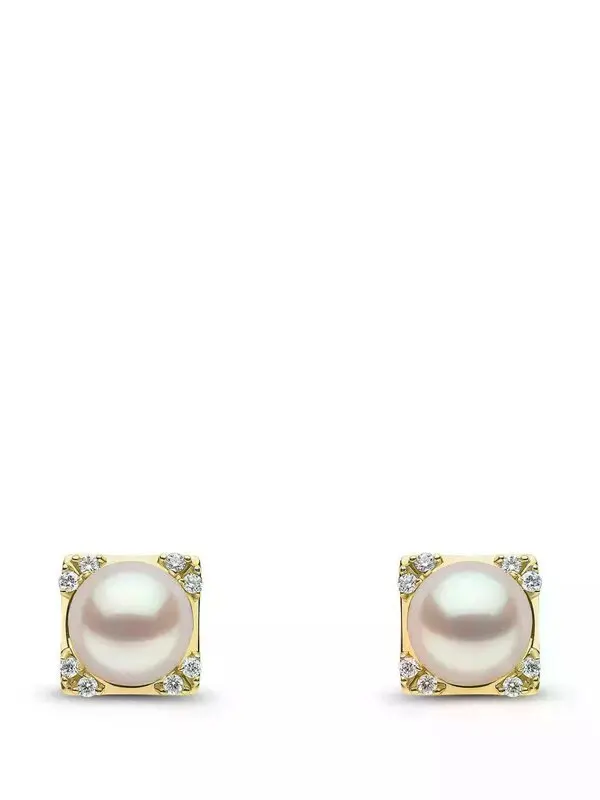 Yoko London Trend Freshwater Pearl And Diamond Earrings - Gold