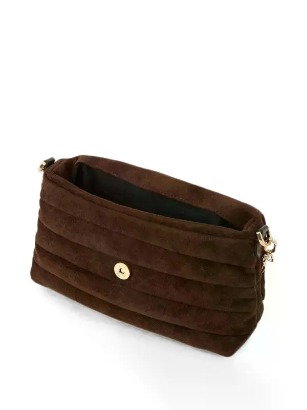 Karl Lagerfeld K/essential Plie Flap Suede Crossbody Bag - Brown