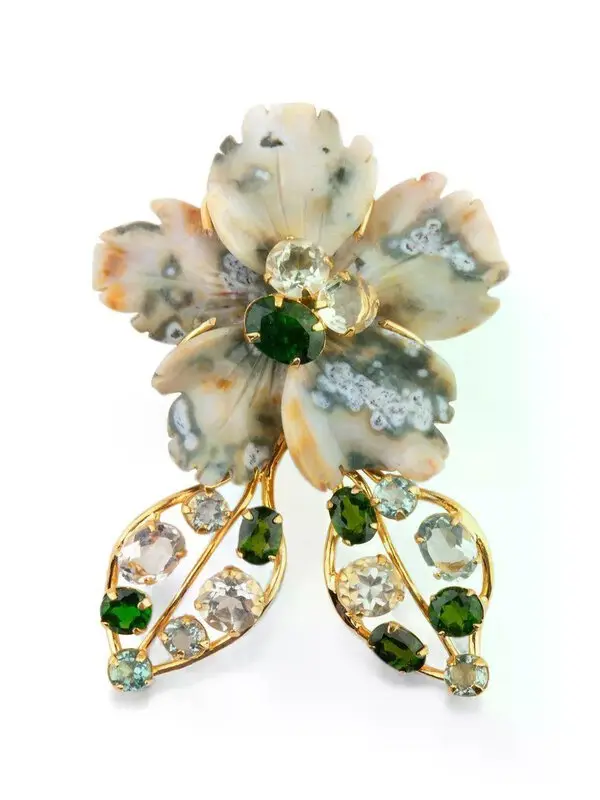 BOUNKIT JEWELRY Odessa Gemstone Brooch - Gold