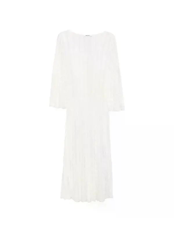 ANTONINO VALENTI Nocciola Wavy-knit Long-sleeve Midi Dress - White