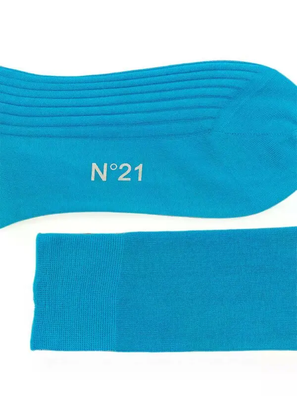 N°21 Ribbed-knit Logo-print Socks
