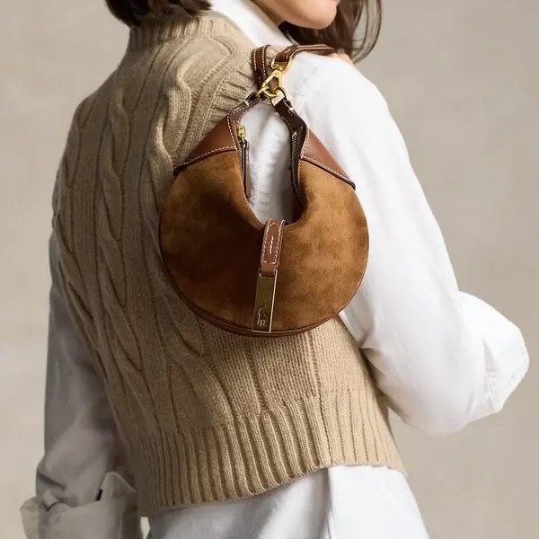 Ralph Lauren Polo Id Suede Mini Shoulder Bag - Cinnamon/cuoio