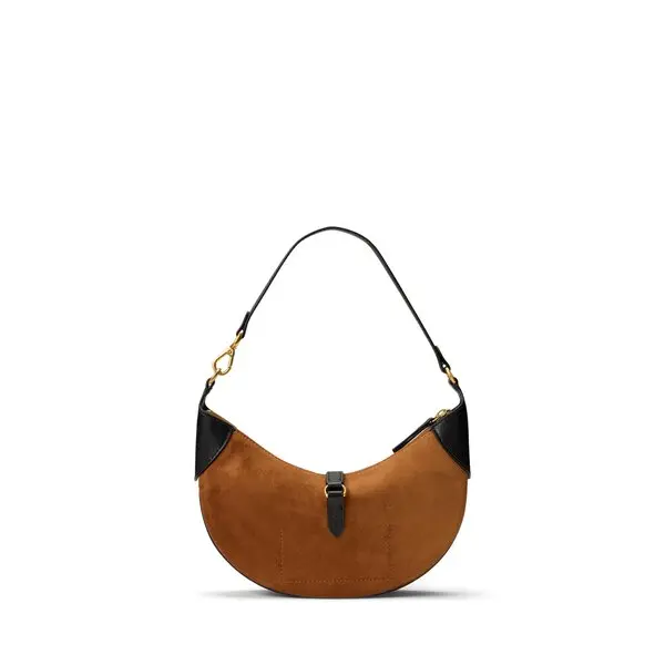 Ralph Lauren Polo Id Suede Mini Shoulder Bag - Toffee/black