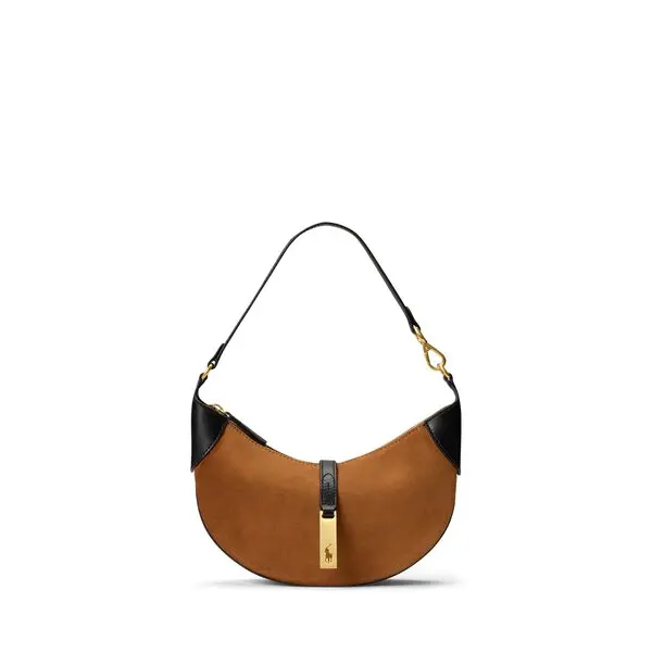 Ralph Lauren Polo Id Suede Mini Shoulder Bag - Toffee/black