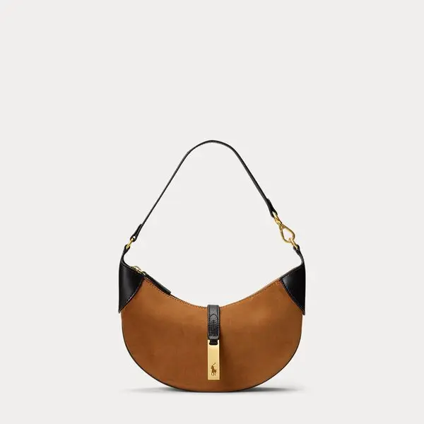 Ralph Lauren Polo Id Suede Mini Shoulder Bag - Toffee/black