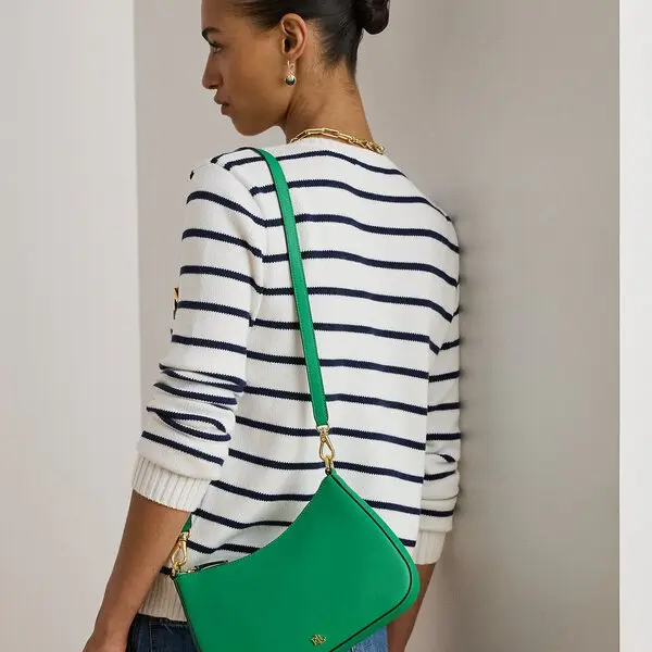 Ralph Lauren Crosshatch Leather Medium Danni Bag - Green Topaz