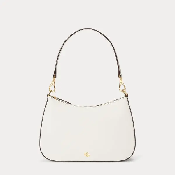 Ralph Lauren Crosshatch Leather Medium Danni Bag - Soft White