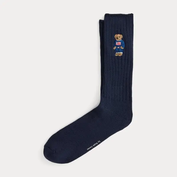 Ralph Lauren Polo Bear Cotton-blend Crew Socks - Navy