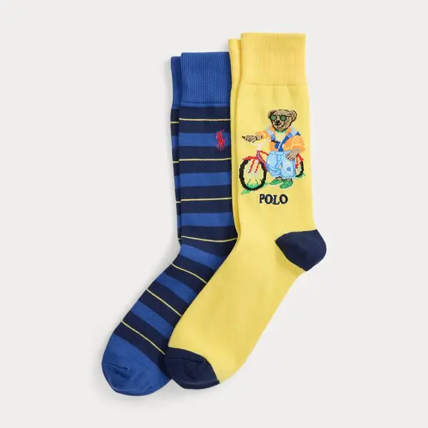 Ralph Lauren Polo Bear Trouser Sock 2-pack - Yellow/red