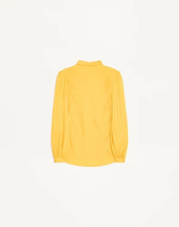 Valentino Garavani Vlogo Striped Jacquard Top With Padded Shoulders - Yellow