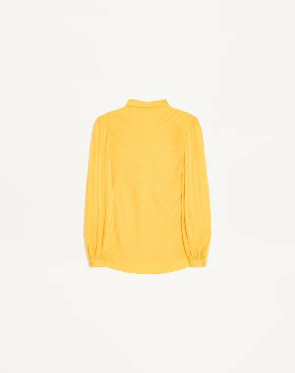 Valentino Garavani Vlogo Striped Jacquard Top With Padded Shoulders - Yellow