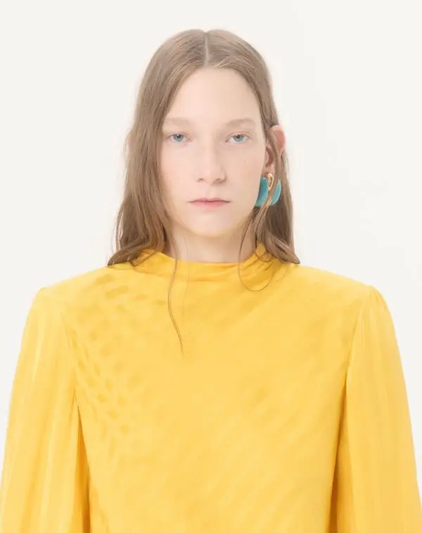 Valentino Garavani Vlogo Striped Jacquard Top With Padded Shoulders