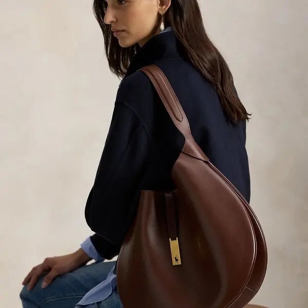 Ralph Lauren Polo Id Large Calfskin Shoulder Bag - Acorn