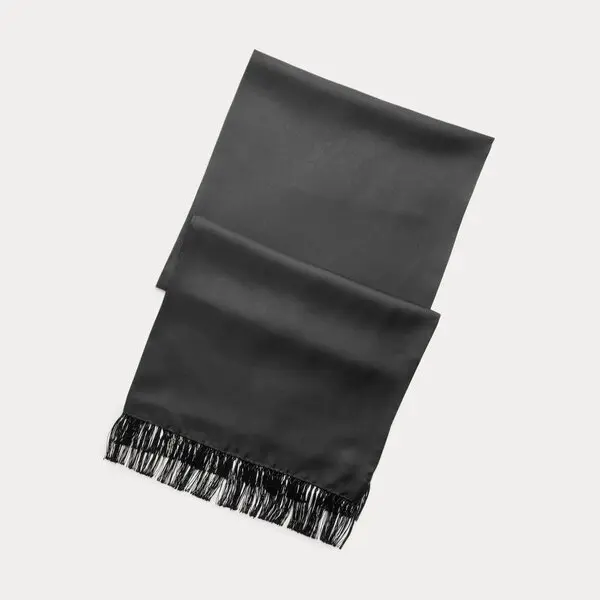 Ralph Lauren Fringe Silk Twill Scarf - Black