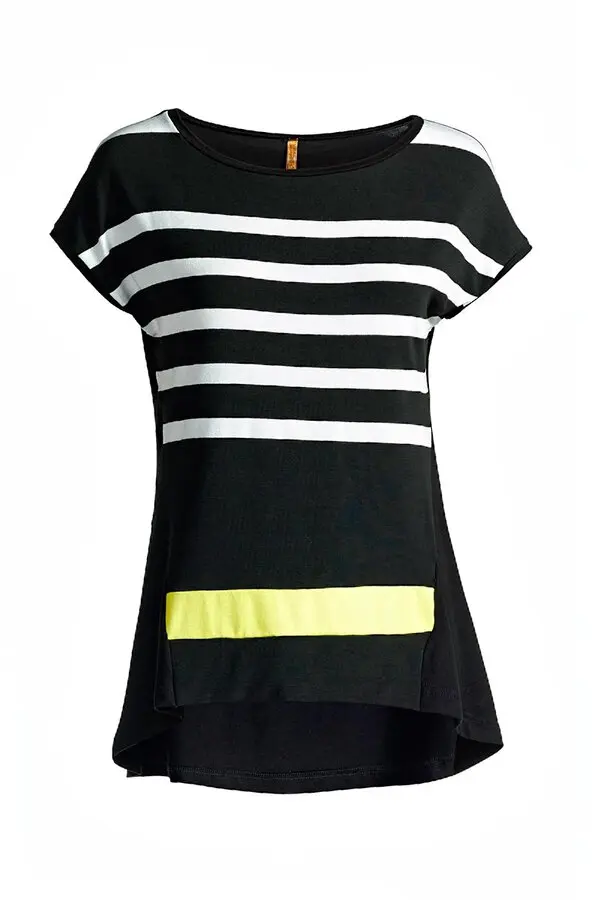 CONQUISTA Striped Sleeveless Top - Black