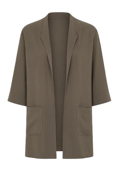 CONQUISTA Open Front Khaki Cardigan - Green