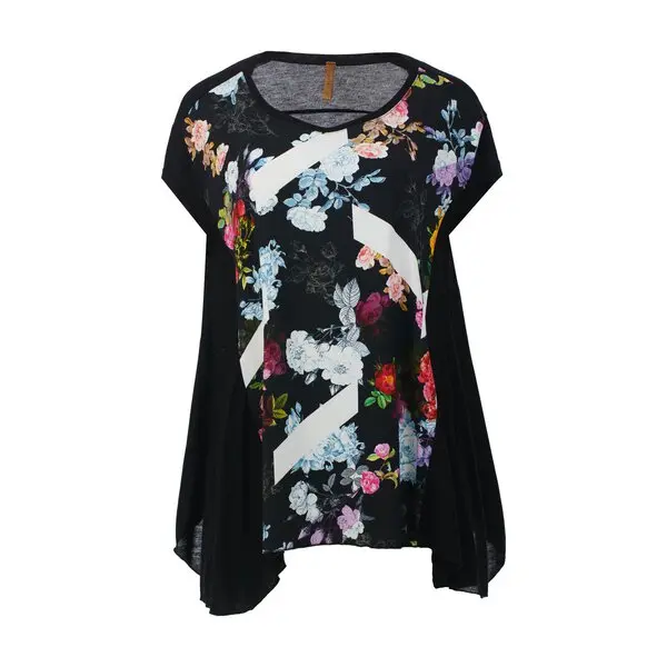CONQUISTA Blooming Contrast Oversized Top