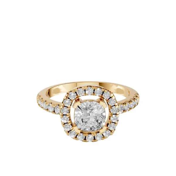 AYA FINE JEWELRY Cushion Lab Diamond Halo Engagement Ring 1.44 Cwt In 14k Gold - Yellow