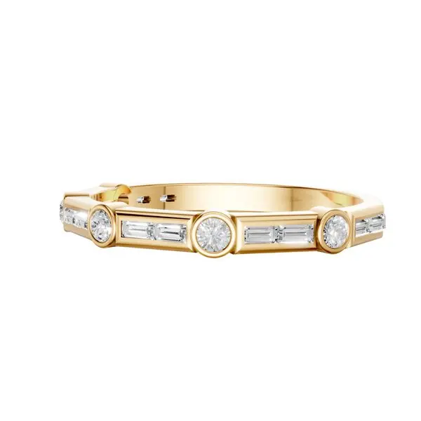 AYA FINE JEWELRY Round & Baguette Lab Diamond Stacking Band In 14k Gold - Yellow