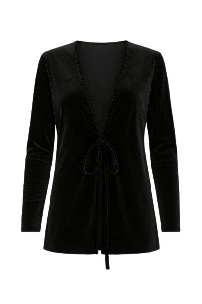 CONQUISTA Velvet Cardigan With Ties - Black