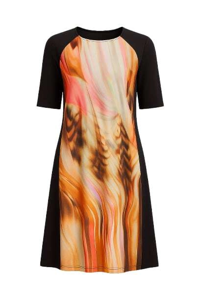 CONQUISTA Animal Print A Line Dress - Black