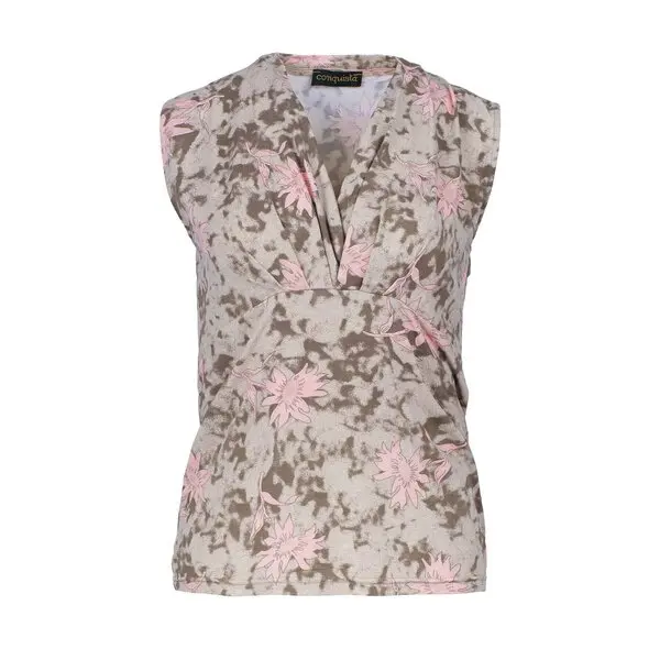 CONQUISTA Neutrals Floral Polyamide Jersey Sleeveless Top - Pink